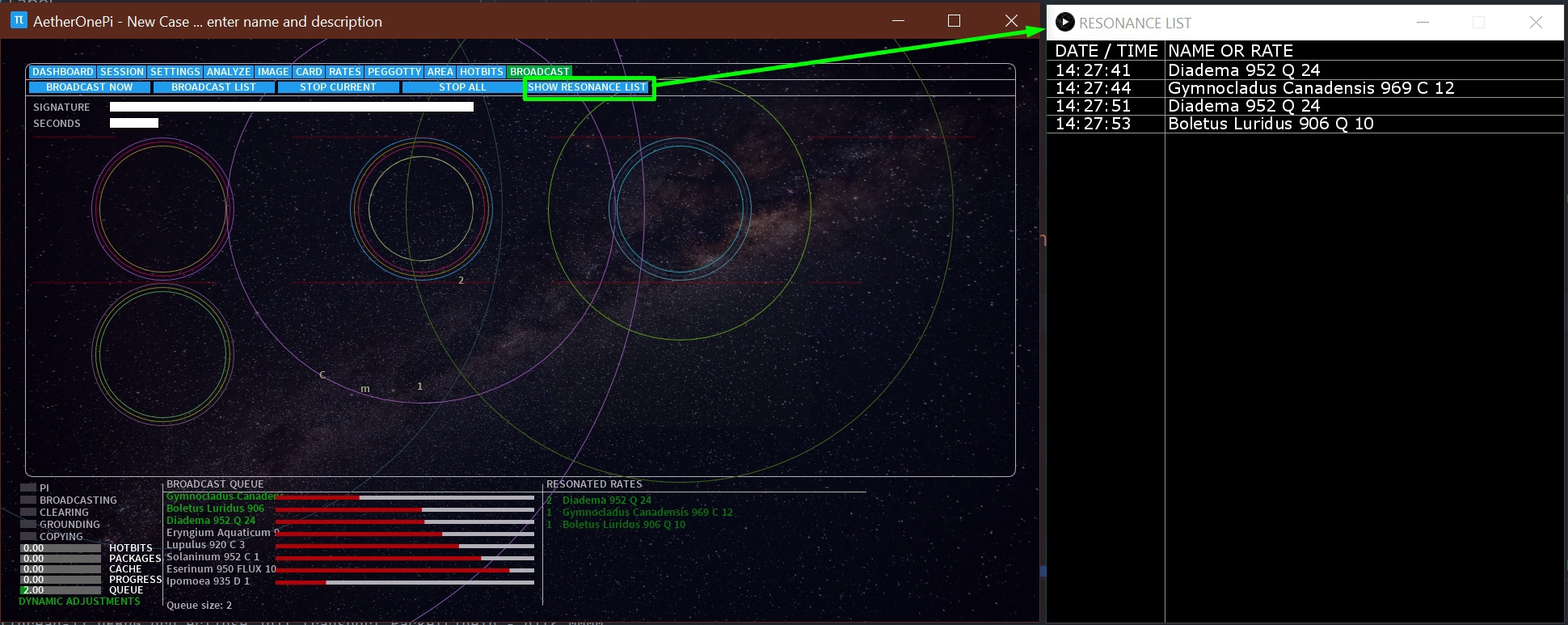 New Version AetherOnePi v1.2.7 with Resonance Protocol Dialog – Radionics